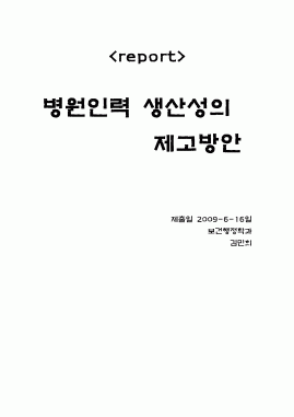 병원인력 생산성의 제고방안-1페이지