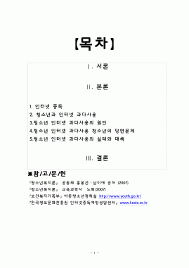 [청소년 복지론] 청소년 인터넷 과다사용의 문제점과 해결방안 - 청소년인터넷중독-1페이지