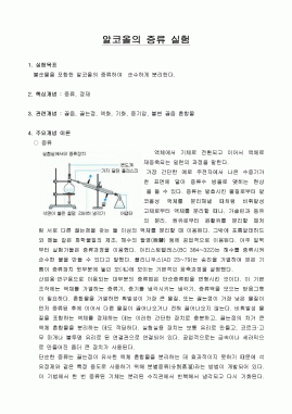 [일반화학실험] 알코올의 증류 실험-1페이지