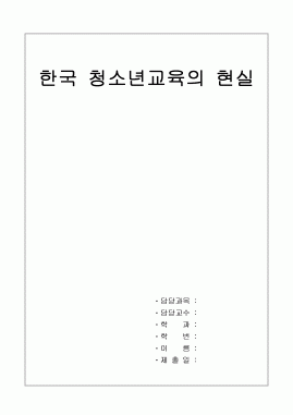 한국 청소년교육의 현실-1페이지