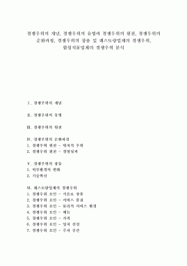 [경쟁우위][경쟁][레스토랑업계][합섬직물업계]경쟁우위의 개념, 경쟁우위의 유형과 경쟁우위의 원천, 경쟁우위의 순환과정, 경쟁우위의 창출 및 레스토랑업계의 경쟁우위, 합섬직물업계의 경쟁우위 분석-1페이지