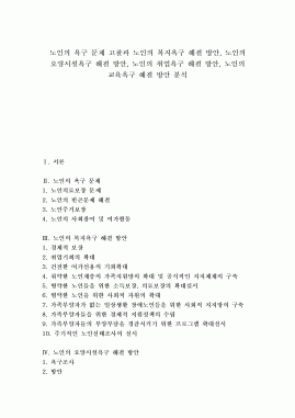 노인의 욕구 문제 고찰과 노인의 복지욕구 해결 방안, 노인의 요양시설욕구 해결 방안, 노인의 취업욕구 해결 방안, 노인의 교육욕구 해결 방안 분석(노인의 욕구, 복지욕구, 요양시설욕구, 취업욕구, 교육욕구)-1페이지