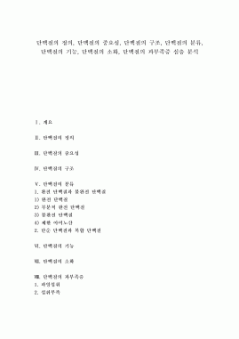 [단백질][단백질 중요성][단백질 구조][단백질 분류][단백질 기능][단백질 소화][단백질 과부족증]단백질의 정의, 단백질의 중요성, 단백질의 구조, 단백질의 분류, 단백질의 기능, 단백질의 소화, 단백질 과부족증-1페이지