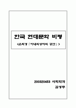 한국 현대문학 비평 (은희경의 아내의 상자에서의 공간)-1페이지