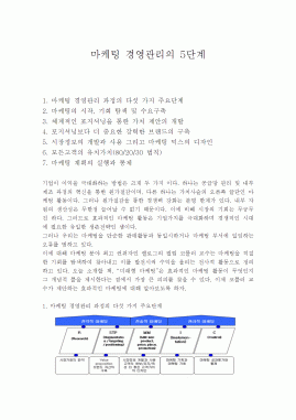 마케팅 경영관리의 5단계 -1페이지