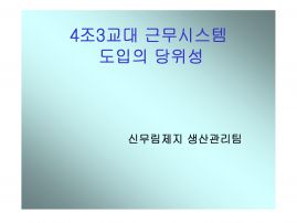 4조 3교대 근무시스템 분석(유한킴벌리의 사례) - 시장의 현황, 자사현황, 유한킴벌리 성공사례, 도입비용과 적용방안-1페이지