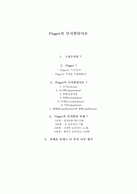 [교육학] 피아제(Piaget)의 인지발달이론-1페이지