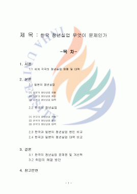 한국의 청년실업 문제점 및 개선책-1페이지