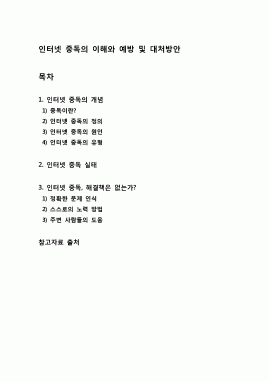 [인터넷중독]인터넷 중독 문제의 정의와 이해, 인터넷의 중독 원인 파악, 인터넷 중독 실태 조사를 통한 해결방안(예방)-1페이지