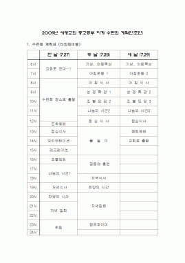 09 년 중고등부 여름수련회 계획안-1페이지