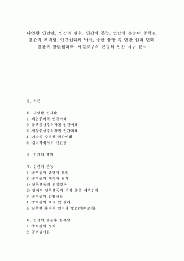 [인간관][인간][인간심리]다양한 인간관, 인간의 행위, 인간의 본능, 인간의 본능과 공격성, 인간의 폭력성, 인간심리와 낙서, 극한 상황 속 인간 심리 변화, 인간과 발달심리학, 매슬로우의 본능적 인간 욕구 분석-1페이지