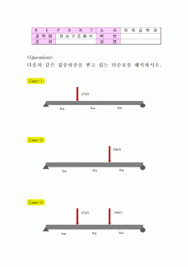 마이다스(MIDAS)를 이용한 집중하중을 받고 있는 단순보 거동-1페이지