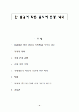 『한 생명의 작은 불씨의 운명, 낙태(찬성측/반대측 입장, 판결사례, 허용기준점 등』에 대하여-1페이지