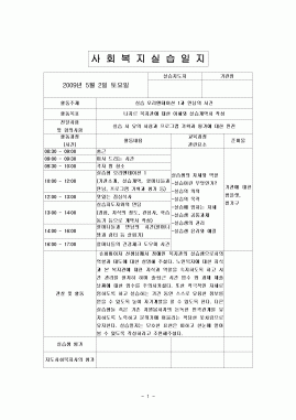 [사회복지 실습일지] 사회복지 실습일지 BEST 자료(A+받은 자료)-1페이지