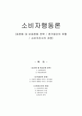 소비자행동론(표준화 대 비표준화 전략 / 준거집단의 유형/ 소비자조사의 과정)-1페이지