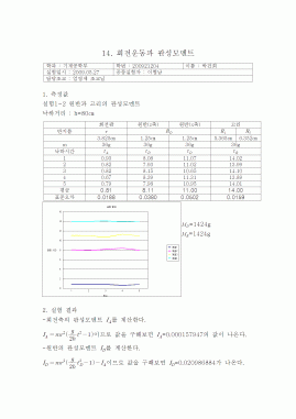 일반물리학실험 14장 회전운동과 관성모멘트 결과보고서-1페이지