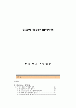 외국의 청소년복지정책과 우리나라에서 시사점 [각나라별]-1페이지