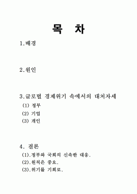 글로벌 경제위기에서 국가, 기업, 개인 대처방안-1페이지