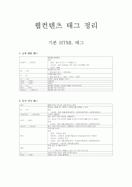 웹켄텐츠 테그정리-1페이지