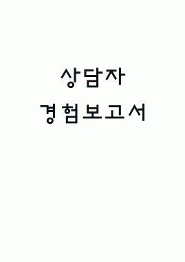 상담자 경험 보고서 -1페이지