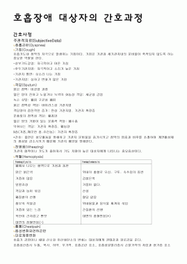 호흡장애 대상자의 간호과정-1페이지