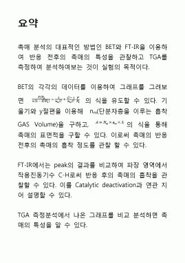 촉매 특성 분석 결과레포트-1페이지