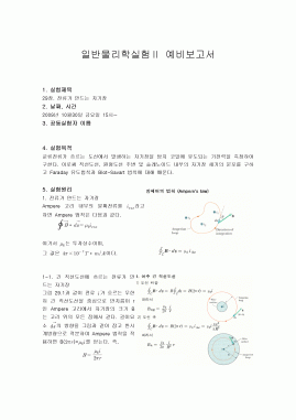 [일반물리학실험Ⅱ] 29장. 전류가 만드는 자기장 (예비레포트)-1페이지