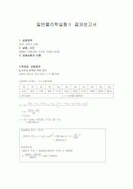 [일반물리학실험Ⅱ] 31장. 음파의 성질 (결과레포트)-1페이지