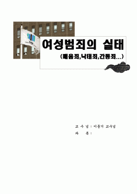 여성범죄의 실태와 대응방안 (매음,낙태,간통 중심)-1페이지