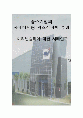 중소기업의 국제(해외) 마케팅 믹스 전략 사례 연구  (미리넷솔라의  마케팅 전략)-1페이지