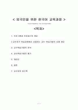 [평생교육]교수 학습 기법 분석 , 평생교육 프로그램분석  - 외국인을 위한 한국어 교육과정 - -1페이지