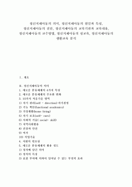 [정신지체아교육]정신지체아동의 의미, 정신지체아동의 원인과 특성, 정신지체아동의 진단, 정신지체아동의 교육기관과 교육내용, 정신지체아동의 교수방법, 정신지체아동의 성교육, 정신지체아동의 생활교육 분석-1페이지