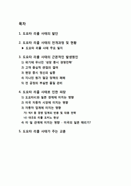 [도요타리콜사태]도요타 리콜 사태의 발생원인 및 교훈 - 도요타 리콜의 전개과정과 문제점, 영향 분석을 통한 시사점 제언-1페이지