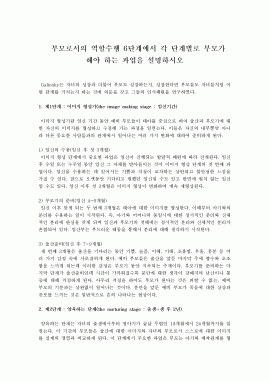 부모로서의 역할수행 6단계에서 각 단계별로 부모가 해야 하는 과업을 설명-1페이지