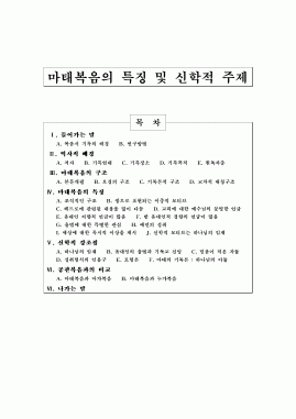 마태복음의 특징 및 신학적 주제에 대해서 준비한 소논문-1페이지