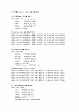 2007년 2학기 데이터베이스설계및구현 중간시험과제물 B형(은행)-1페이지
