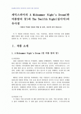 2008년 1학기 영미희곡2 중간과제물 E형(한여름밤의 꿈과 십이야 비교,질서와 무질서)-1페이지