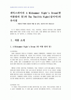 2008년 1학기 영미희곡2 중간과제물 A형(한여름밤의 꿈과 십이야 비교, 질서와 무질서)-1페이지
