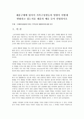 제품구매에 있어서 가족구성원들의 영향이 어떻게 변화하고 있는지를 제품의 예를 들어 설명-1페이지