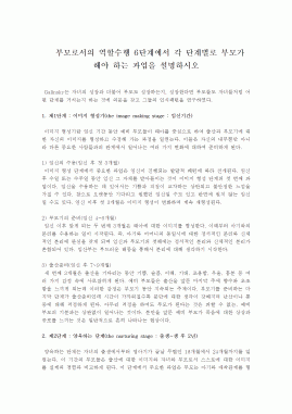 부모로서의 역할수행 6단계 단계별로 부모가해야하는 과업을 설명-1페이지