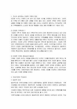 건강한 가족의 정의, 건강가족의 구성요소와 접근방향, 건강가족의 방해요인, 건강가족기본법의 사회적 영향-1페이지