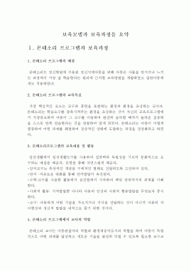 [아동교육] 보육모델과 보육과정을 요약 -1페이지