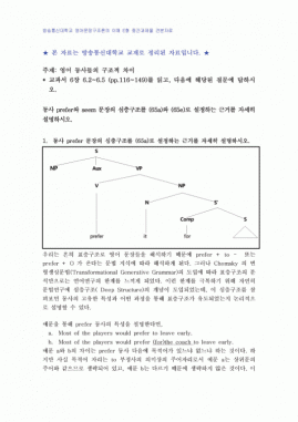 2010년 1학기 영어문장구조론 중간시험과제물 E형(prefer와 seem 문장)-1페이지