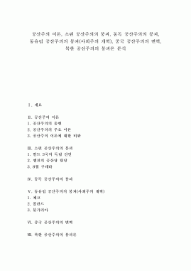 [공산주의][공산주의 붕괴][소련][동독][동유럽][중국]공산주의 이론, 소련 공산주의의 붕괴, 동독 공산주의의 붕괴, 동유럽 공산주의의 붕괴(사회주의 개혁), 중국 공산주의의 변혁, 북한 공산주의의 붕괴론 분석-1페이지