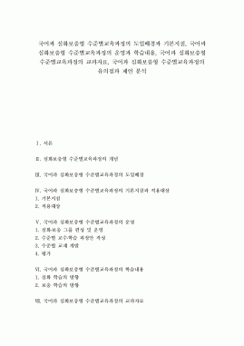 국어과 심화보충형 수준별교육과정의 도입배경과 기본지침, 국어과 심화보충형 수준별교육과정의 운영과 학습내용, 국어과 심화보충형 수준별교육과정 교과자료, 국어과 심화보충형 수준별교육과정의 유의점과 제언-1페이지