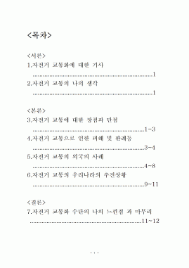 자전거 도로(교통)의 분석에 따른 녹색교통의 지향점-1페이지