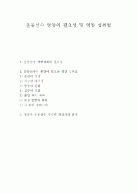 운동선수 영양의 필요성 및 영양 섭취법-1페이지