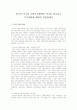 한국과 미국의 사회복지행정의 역사를 비교하고 주요변화에 대하여 설명-1페이지