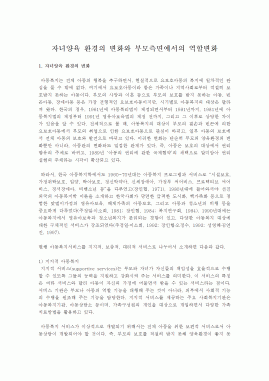 자녀양육 환경의 변화와 부모측면에서의 역할변화-1페이지