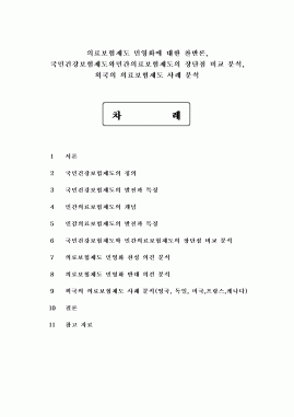 의료보험제도 민영화에 대한 찬반론, 국민건강보험제도와민간의료보험제도의 장단점 비교 분석, 외국의 의료보험제도 사례 분석-1페이지